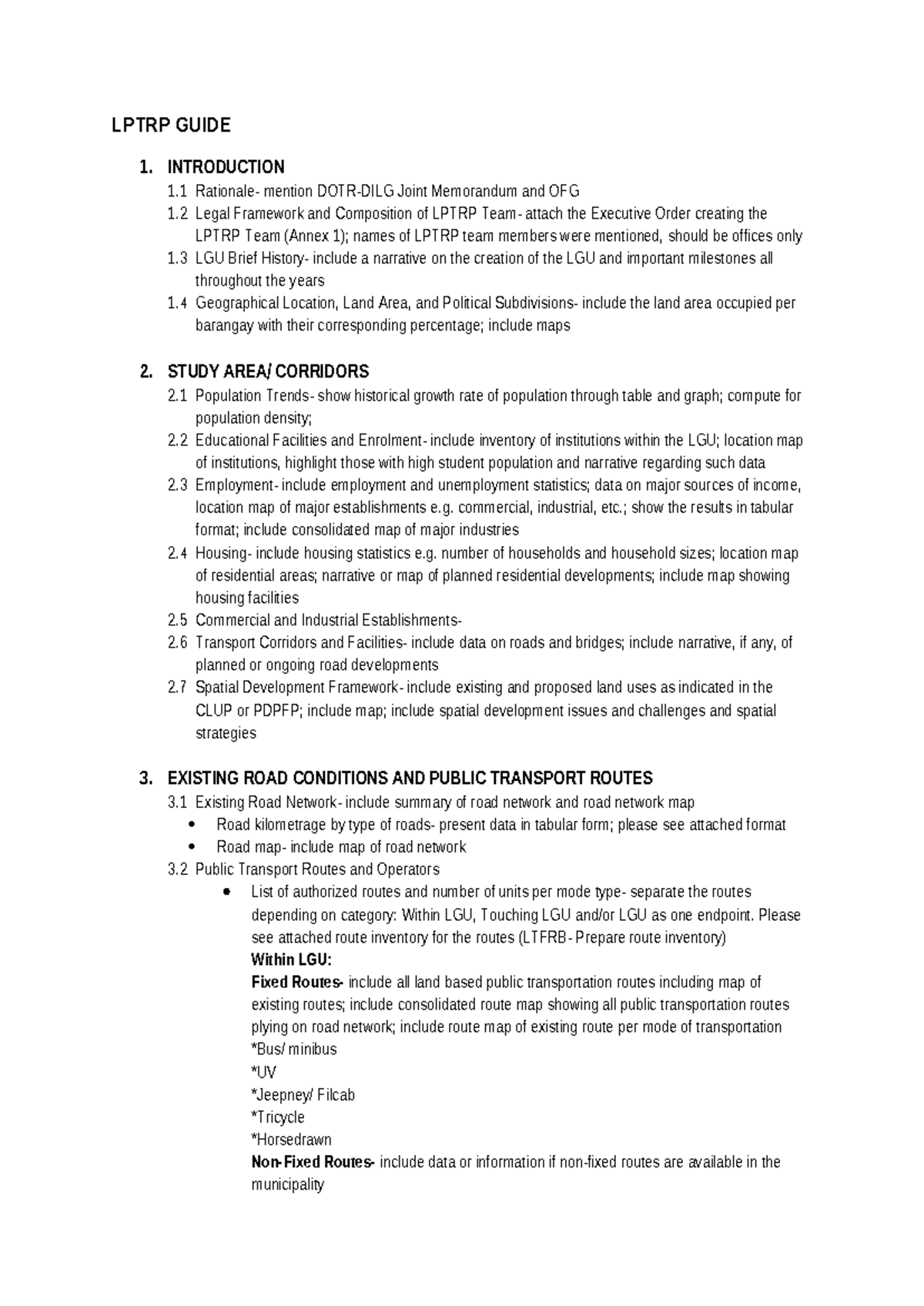 Lptrp Guide - LPTRP GUIDE 1. INTRODUCTION 1 Rationale- mention DOTR ...
