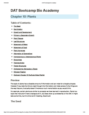 DAT Bootcamp Bio Academy 5 - DAT Bootcamp Bio Academy Chapter 5 Cell Division Table of Contents ...