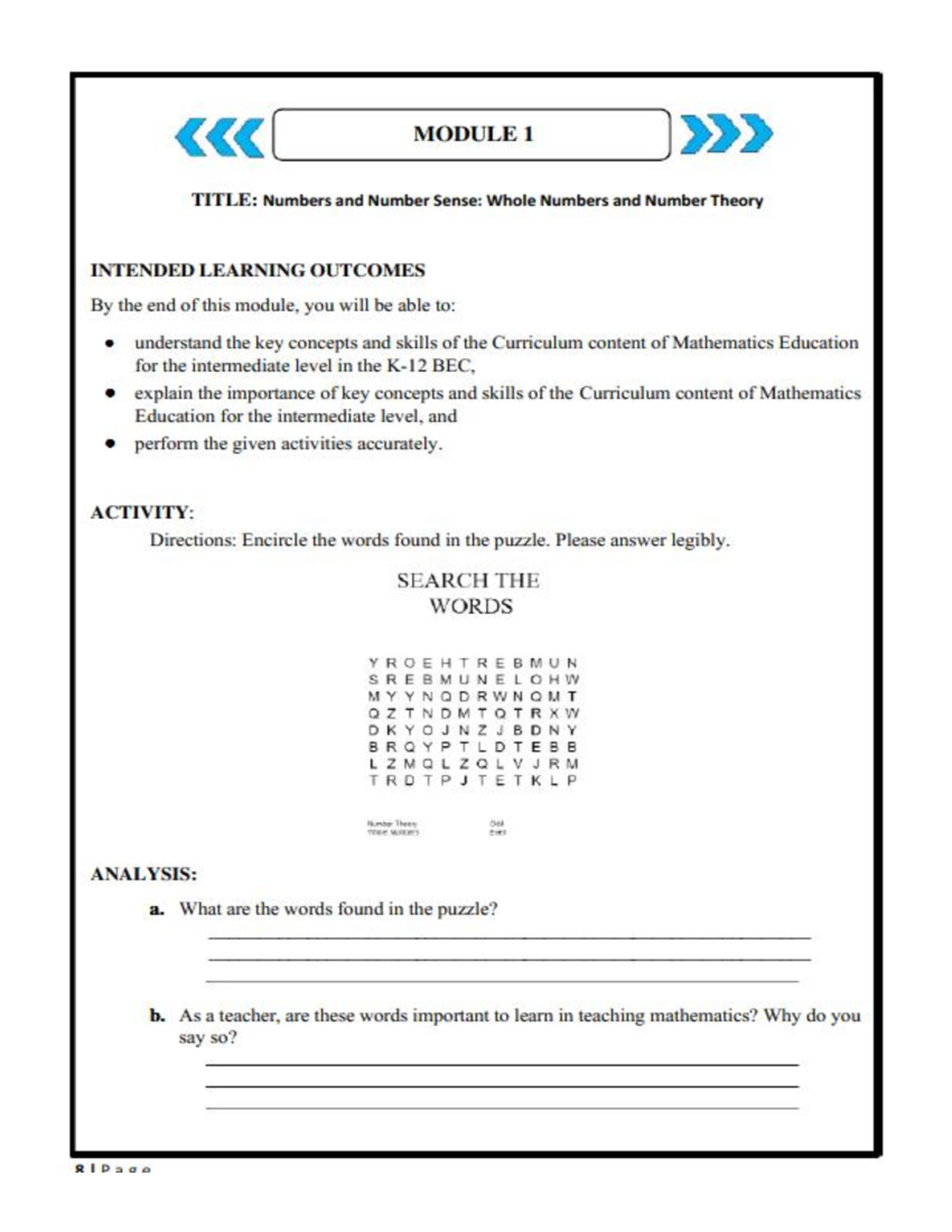 MC Math 2 Modules 1 3 - Bachelor of Elementary Education - Studocu