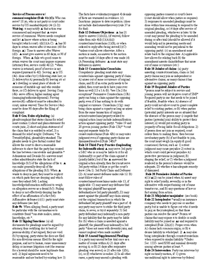 Civ Pro Cheat Sheet - Litigation Event Deadline Authority Commence a case by serving process ...