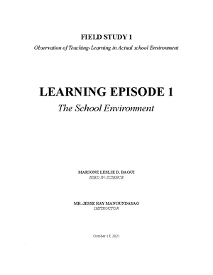 Scribd - fs 2 learning episode 13 - COLLEGE OF TEACHER EDUCATION FIELD ...