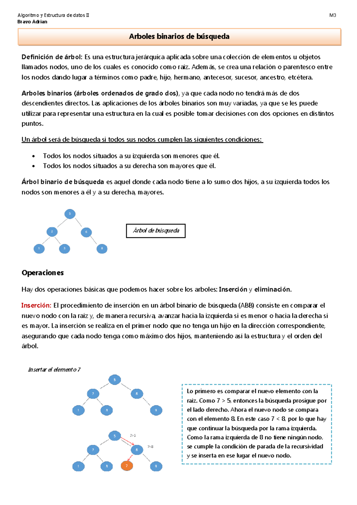 Resumen alg. y estructura de datos II - Definición de árbol: Es una estructura jerárquica ...