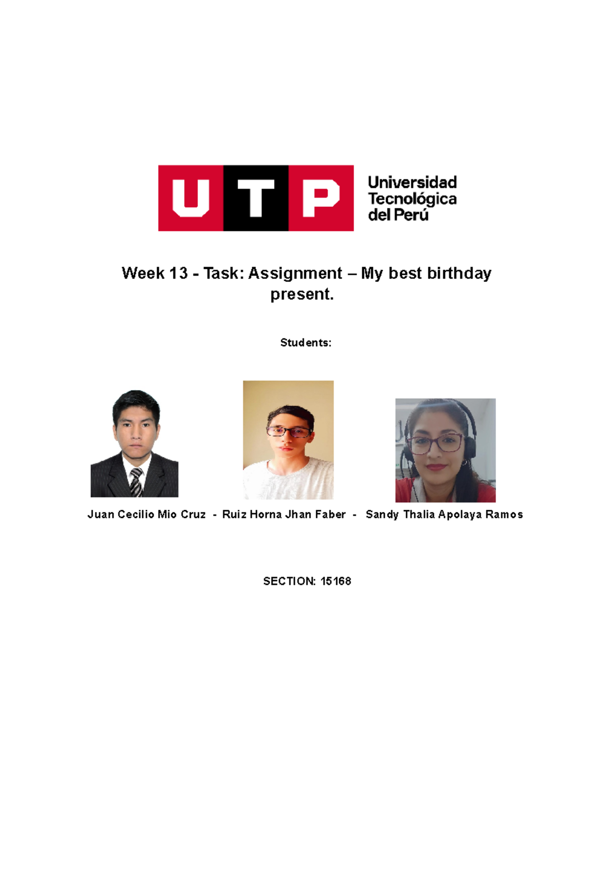 Week 12 - trabajo de la semana 12 - Week 13 - Task: Assignment – My ...