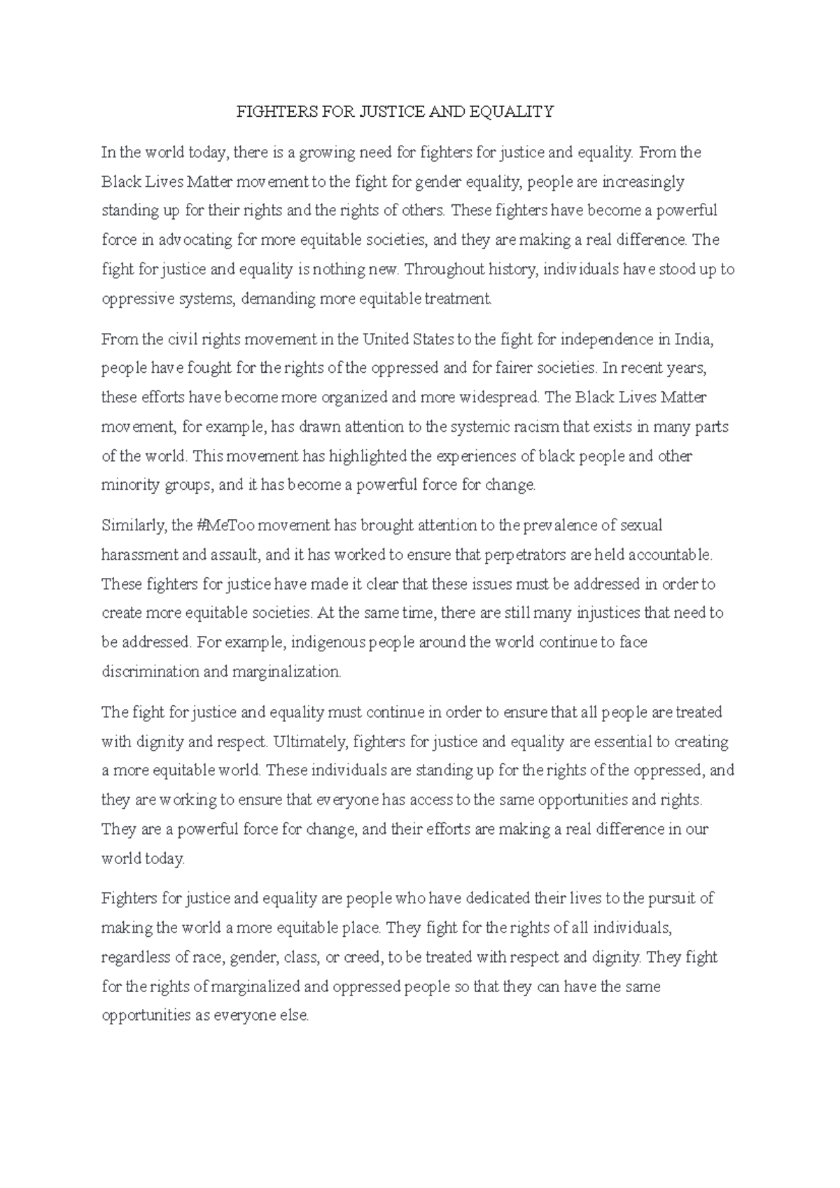 Fighters FOR Justice AND Equality - FIGHTERS FOR JUSTICE AND EQUALITY ...