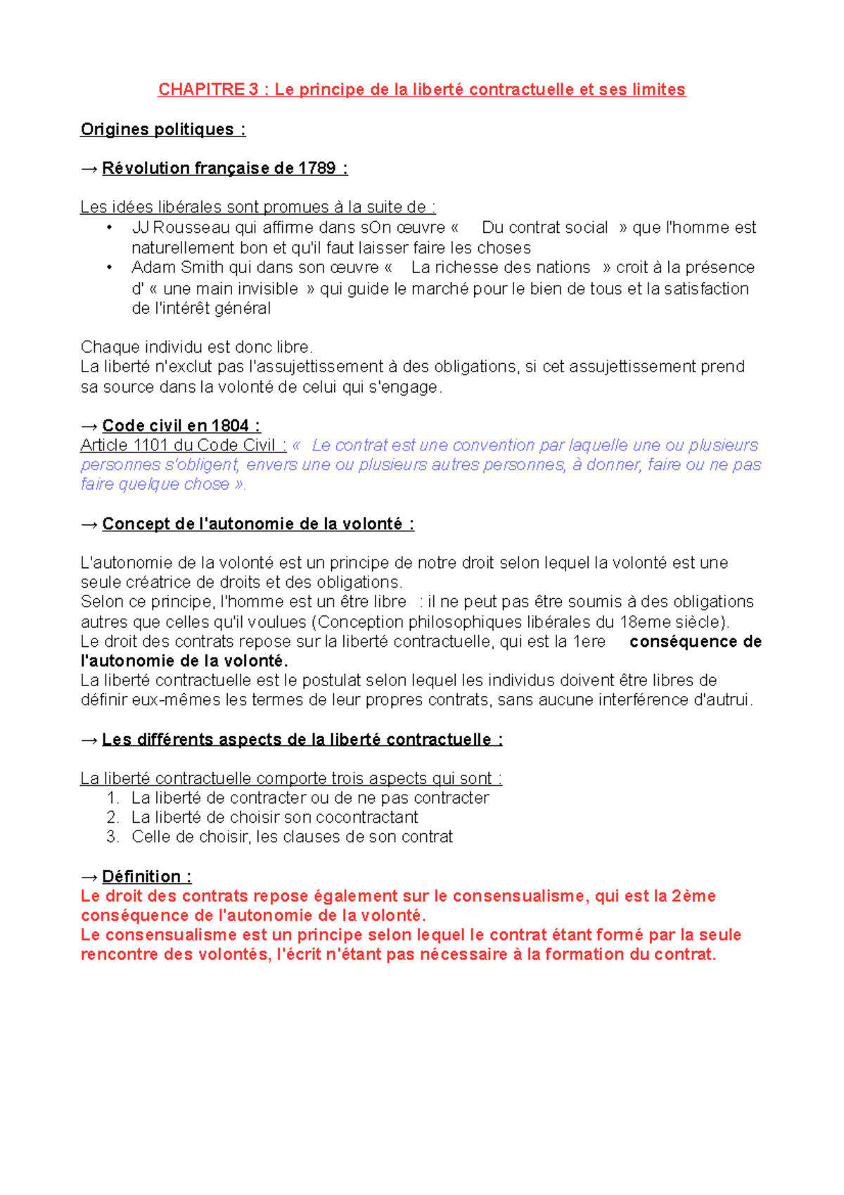 Chapitre 3 - Notes de cours - CHAPITRE 3 : Le principe de la liberté ...