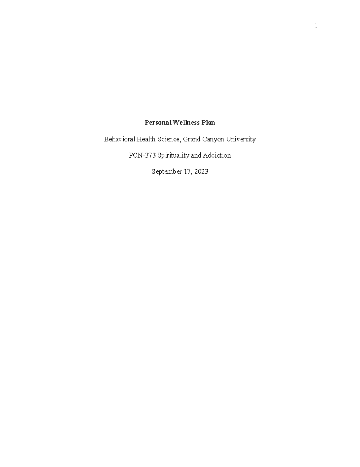 Personal Wellness Plan - Personal Wellness Plan Behavioral Health ...
