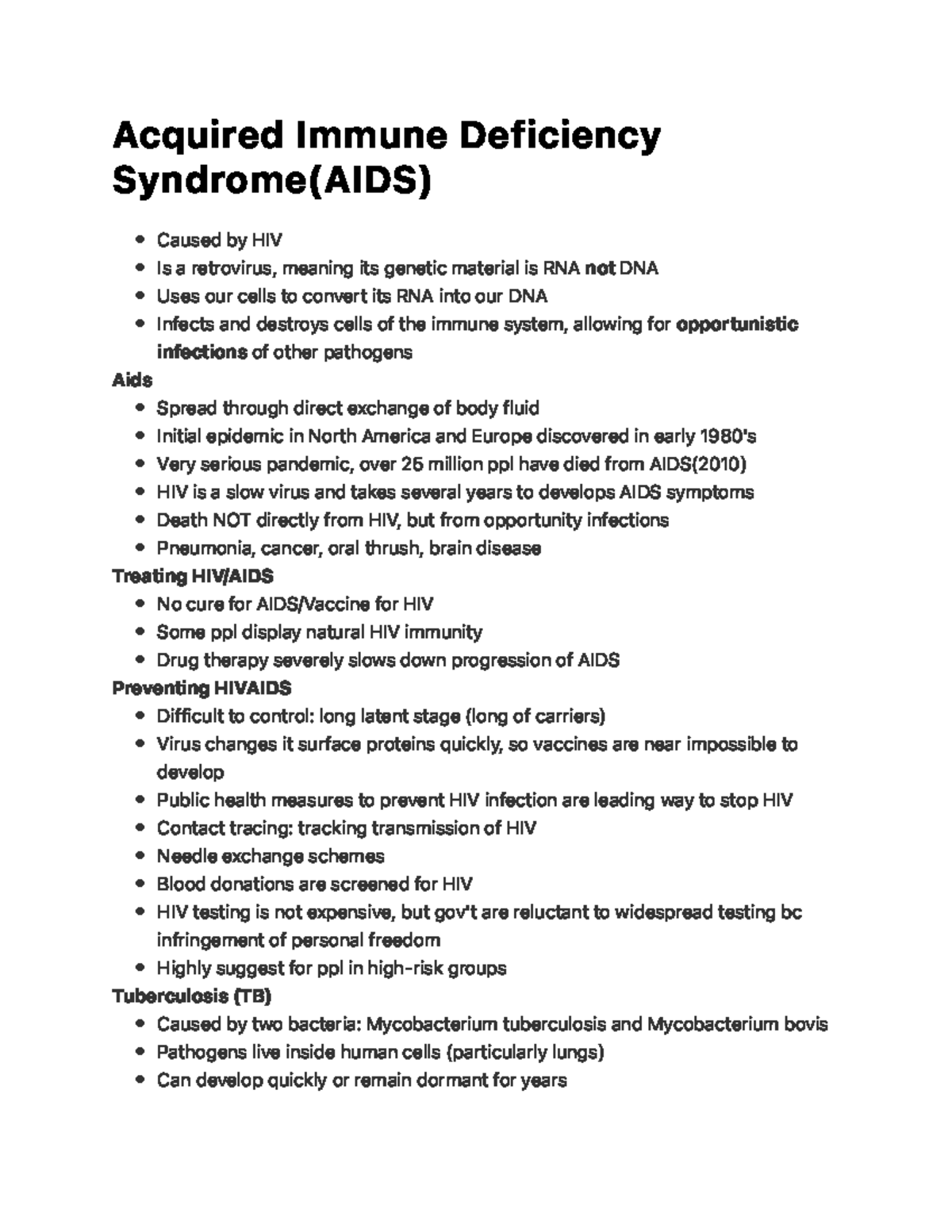 Acquired Immune Deficiency Syndrome(AIDS) - Ac q u i re d I m m u n e D ...
