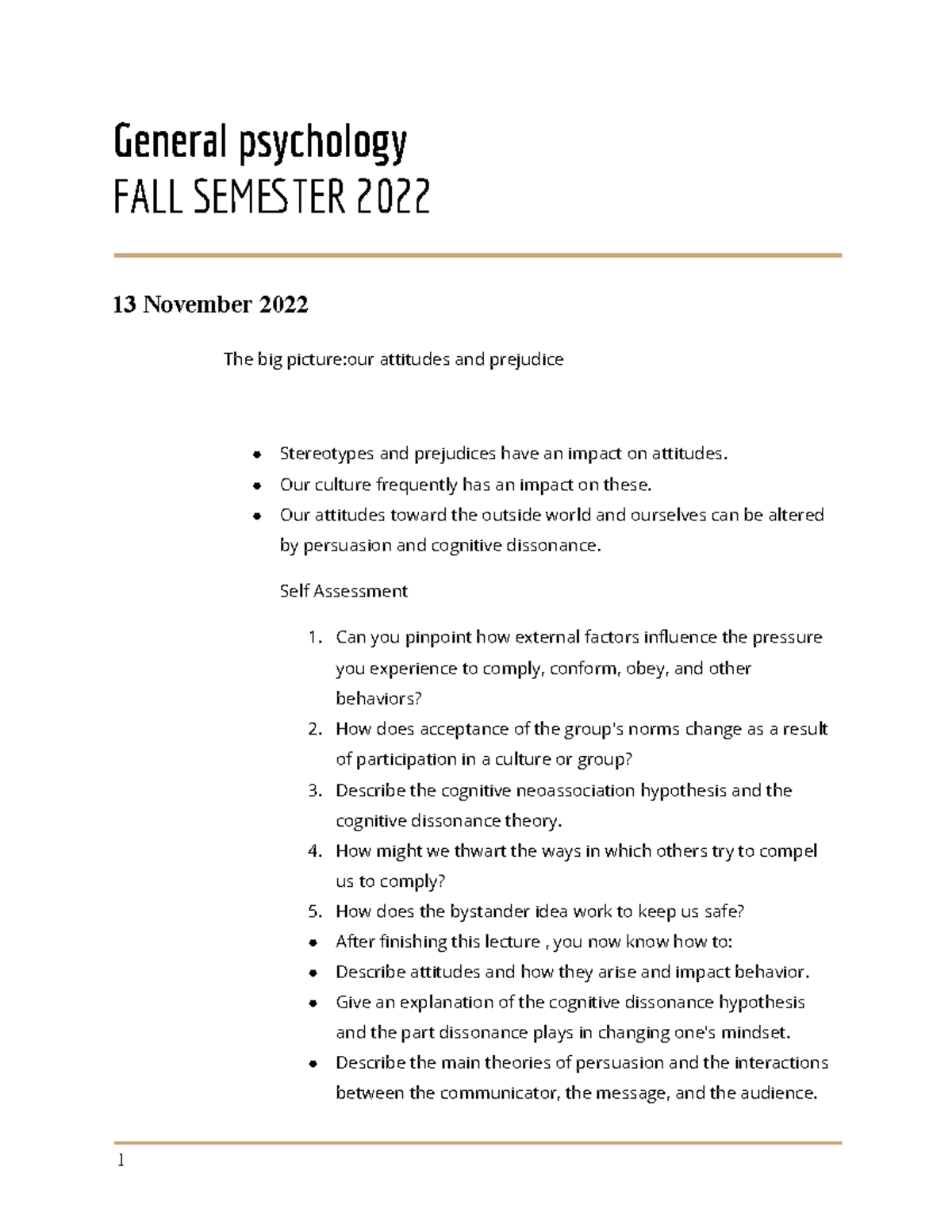 Psychology Lecture Notes Chpt 10 What Is Psychology Part 6 General Psychology Fall Semter