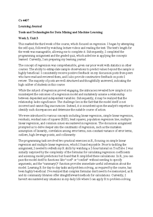 CS 4407 Programming Assignment Unit 3 - Unit 3: Regression Instructor: Sugam Saini University of ...