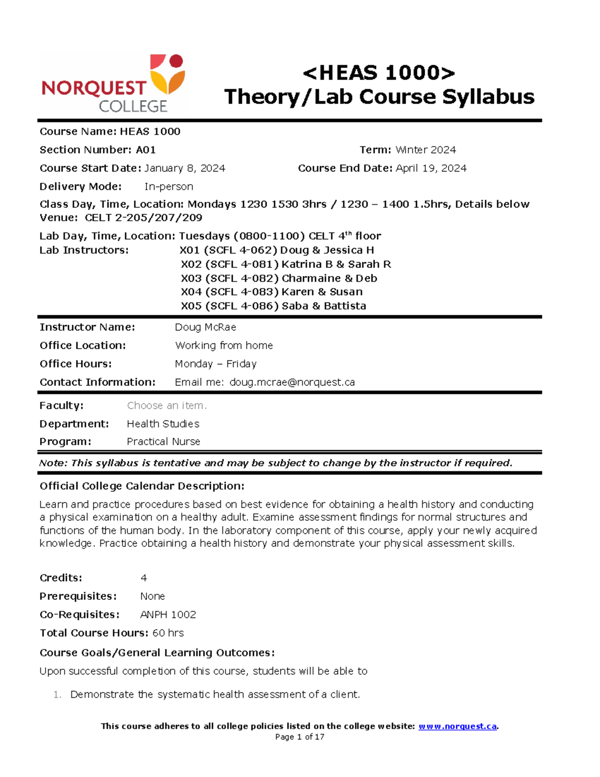HEAS A01 Theory and Lab Combined Syllabus - Theory/Lab Course Syllabus ...