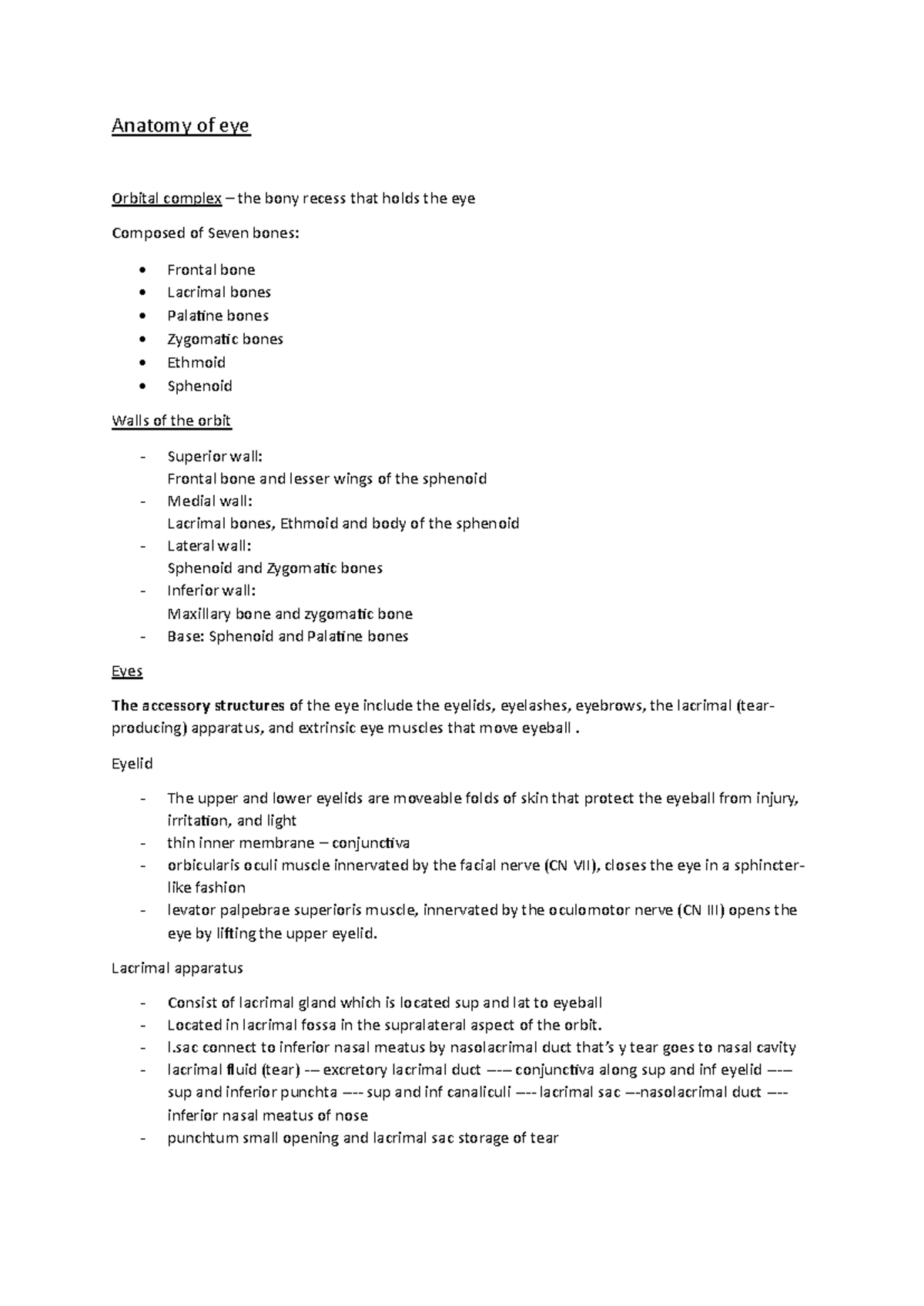 Anatomy of eye ear and skin - Anatomy of eye Orbital complex – the bony ...