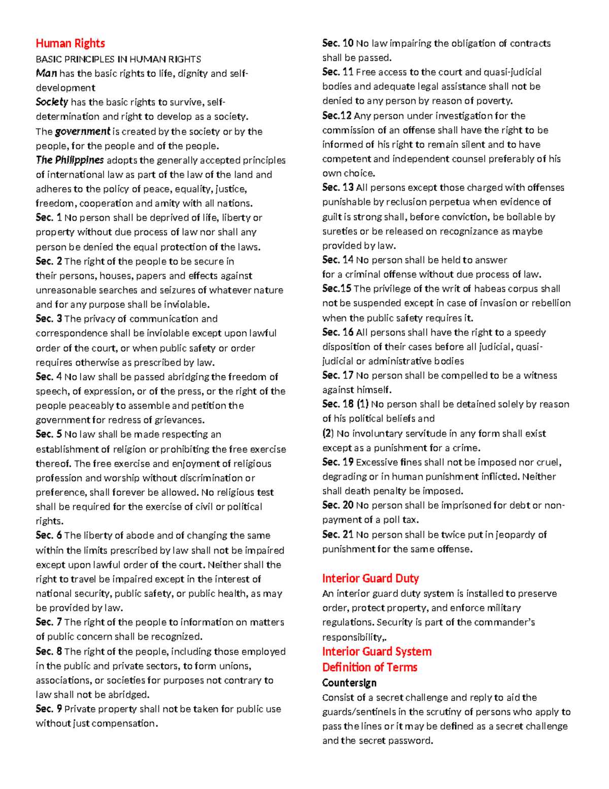 NSTP (ROTC) 1st Semestral Reviewer - Human Rights BASIC PRINCIPLES IN ...