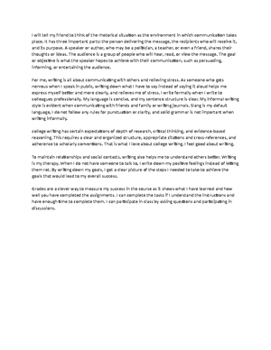 Week 5 - Assignment - ENG/110 v Making Writing Decisions and Reflection ...