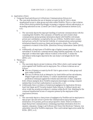 Task 2 Final - task 2 - C841 Task 2 Techfite Case Study Western ...