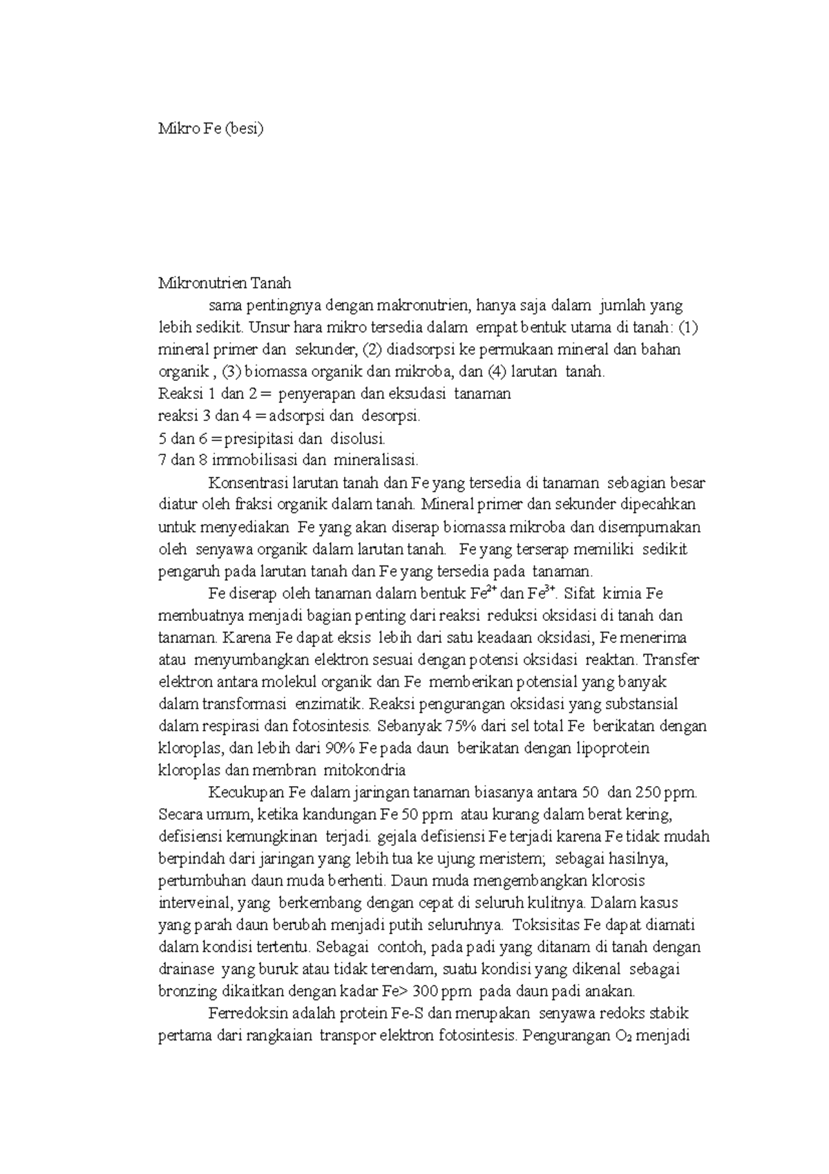 Mikro Fe (besi) - Mikro Fe (besi) Mikronutrien Tanah sama pentingnya ...