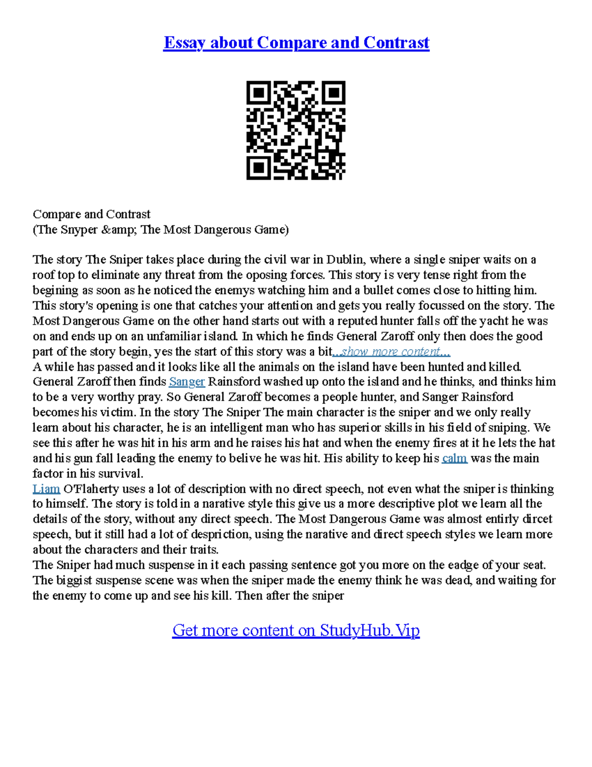 Essay Compare And Contrast Topics - Essay about Compare and Contrast ...