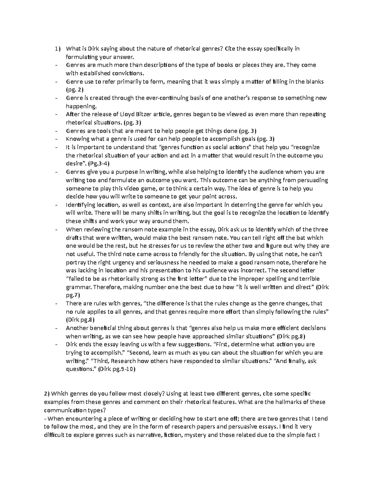 ENC1102 Module 2 Discussion Info and Draft - What is Dirk saying about ...