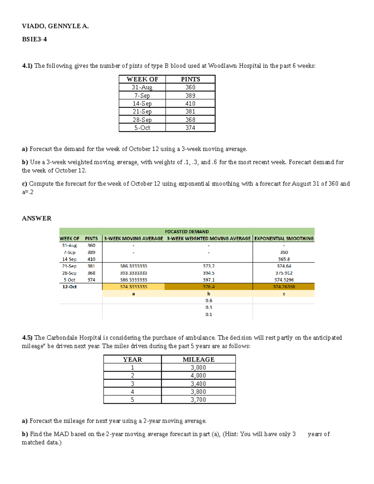 Operation Management 2 - VIADO, GENNYLE A. BSIE3- 4) The following ...