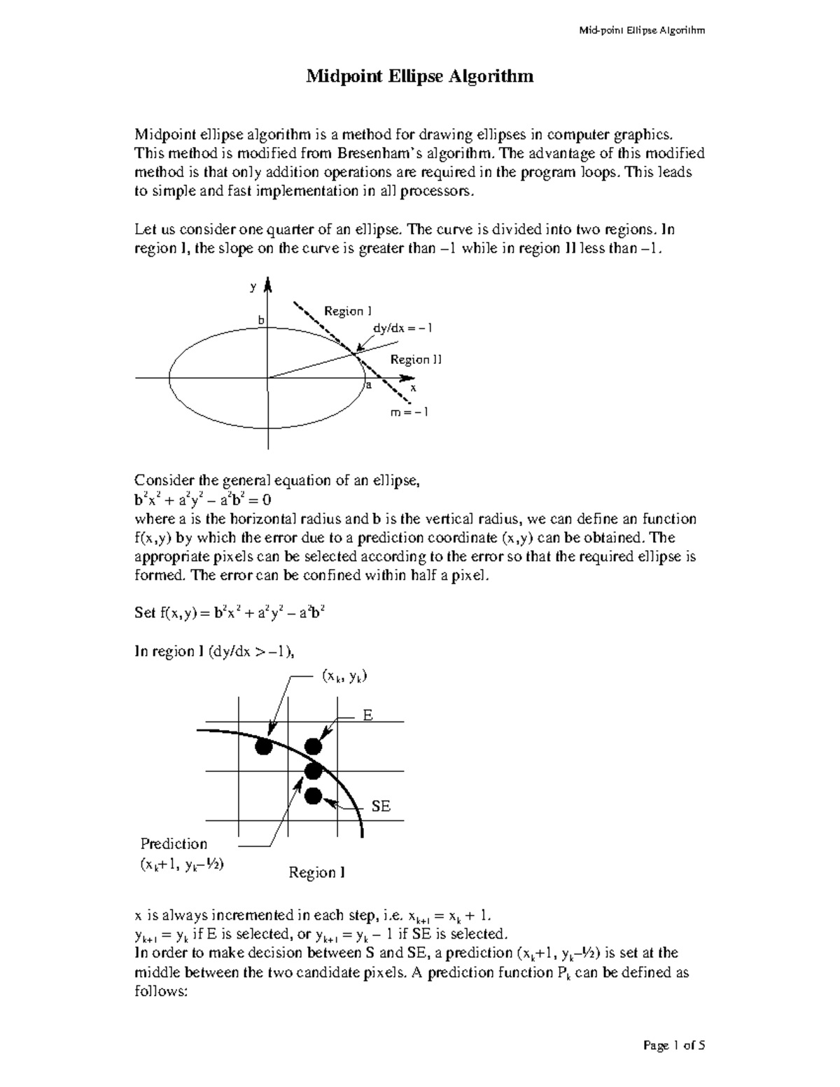 MEA - Algoritmo del punto medio - Midpoint Ellipse Algorithm Midpoint ...