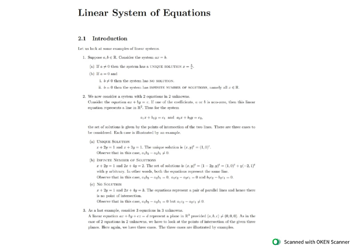 Matrix 1 - Linear System of Equations, Solution Method, Elementary Row ...
