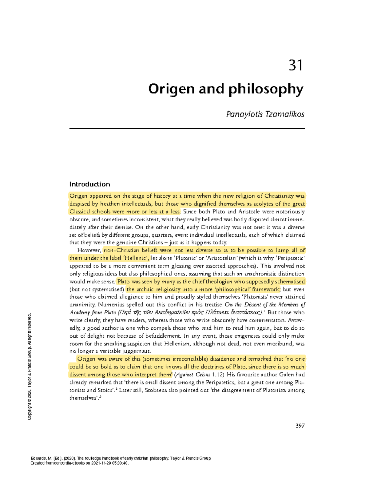 1. Origen and Philosophy - 397 31 Origen and philosophy Panayiotis ...
