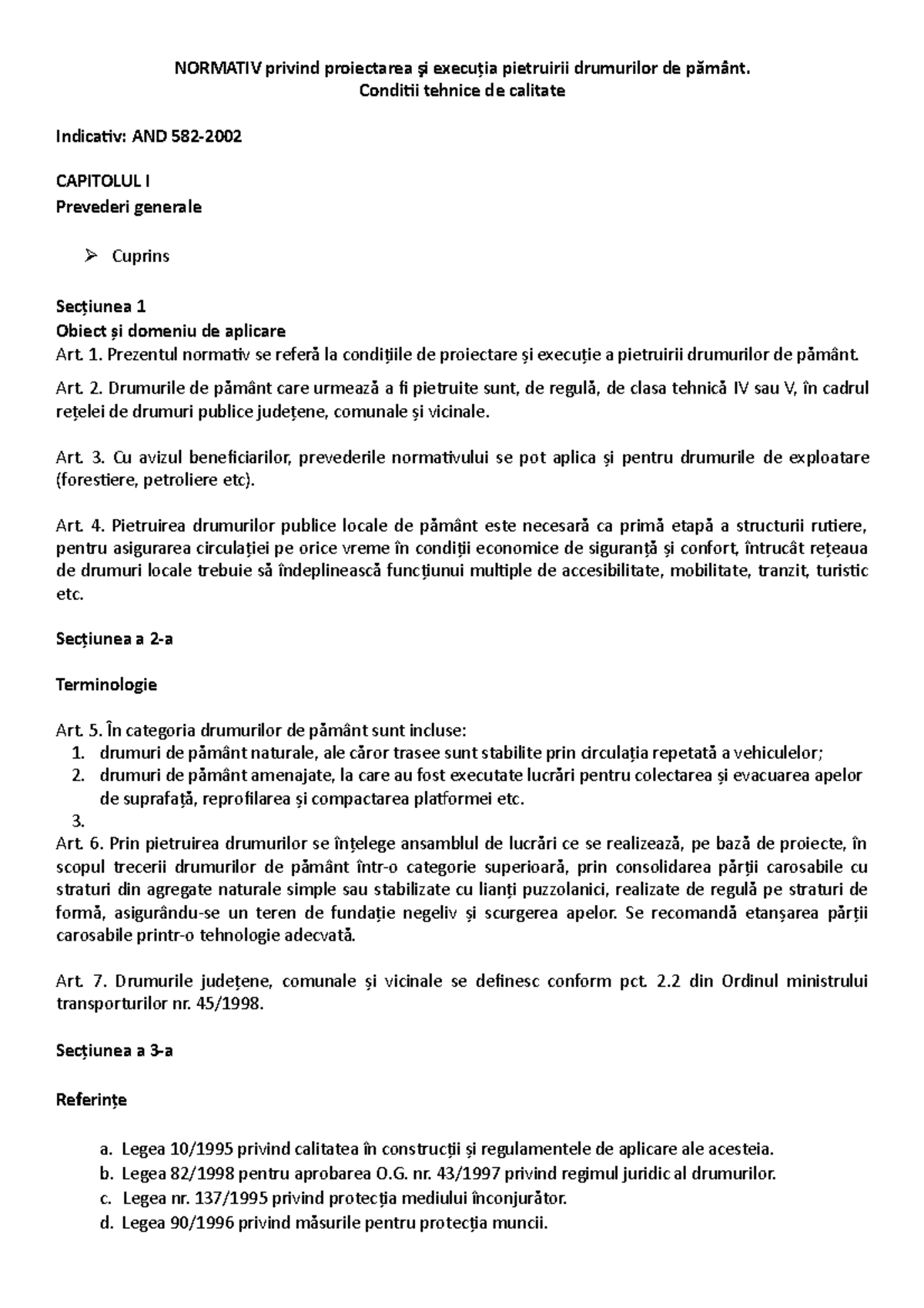 Normativ Privind Proiectarea SI Executia Pietruirii Drumurilor RE ...