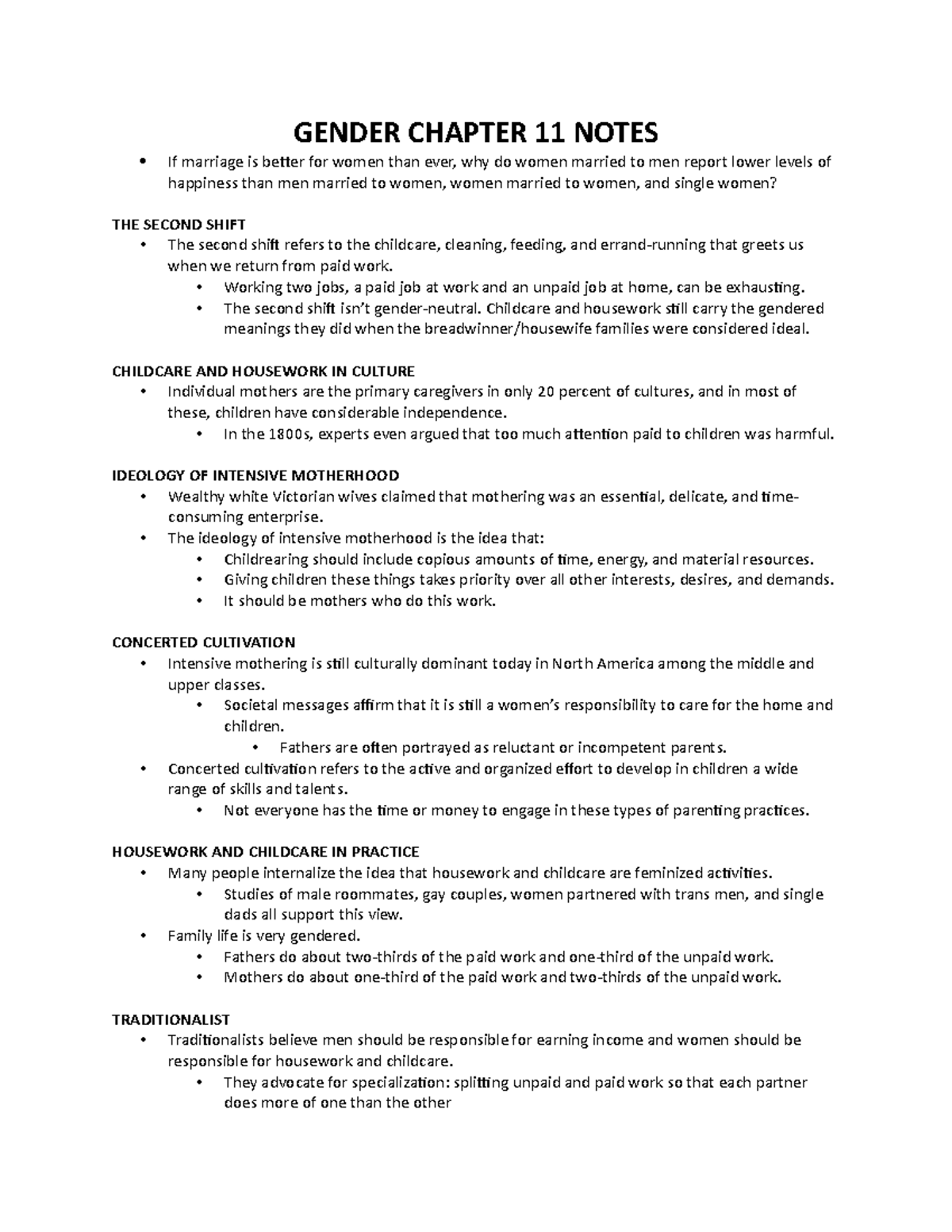 Gender Chapter 11 Notes - Households - GENDER CHAPTER 11 NOTES If ...