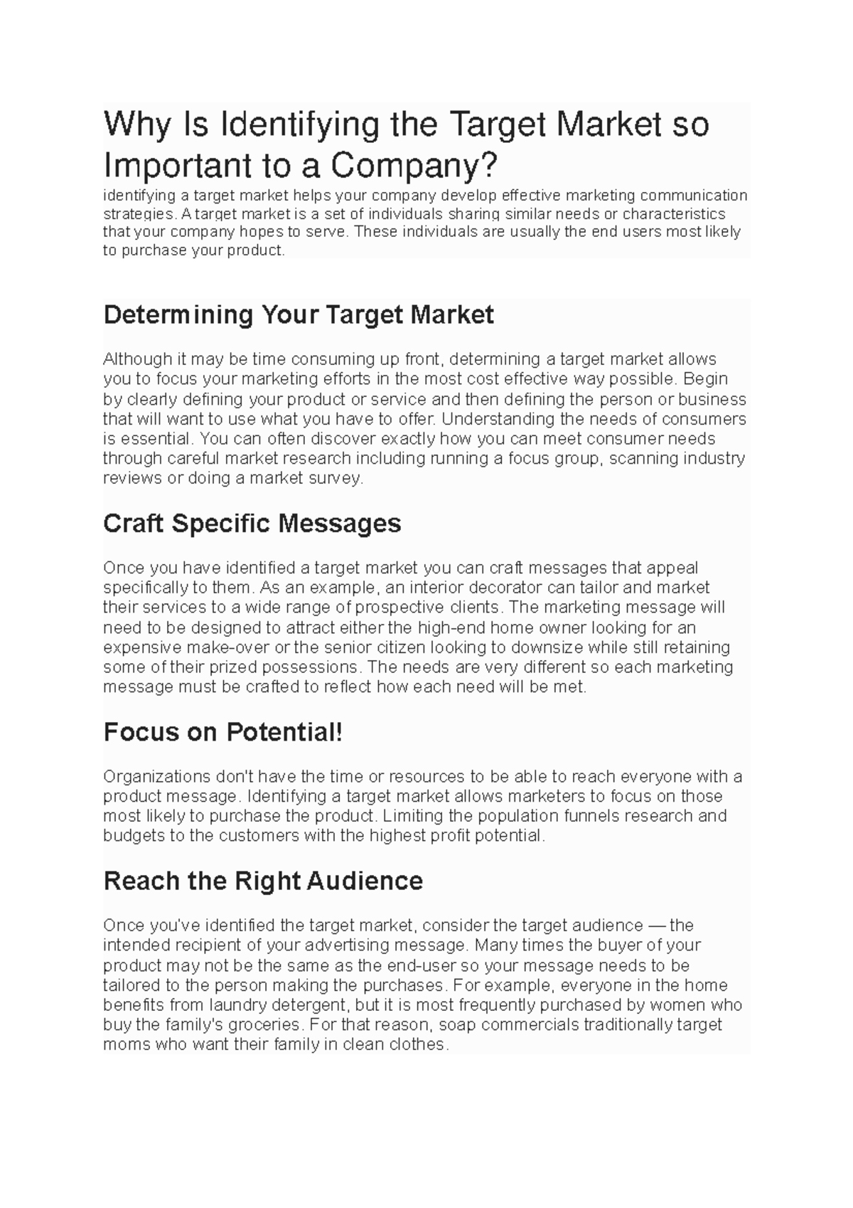 Target market - A target market is a set of individuals sharing similar ...