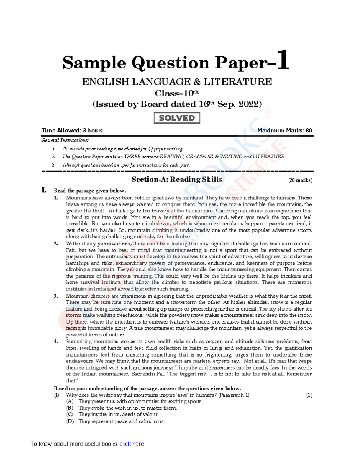 463630115-CBSE Sample Paper Class 10 English Language Literature 2022 ...