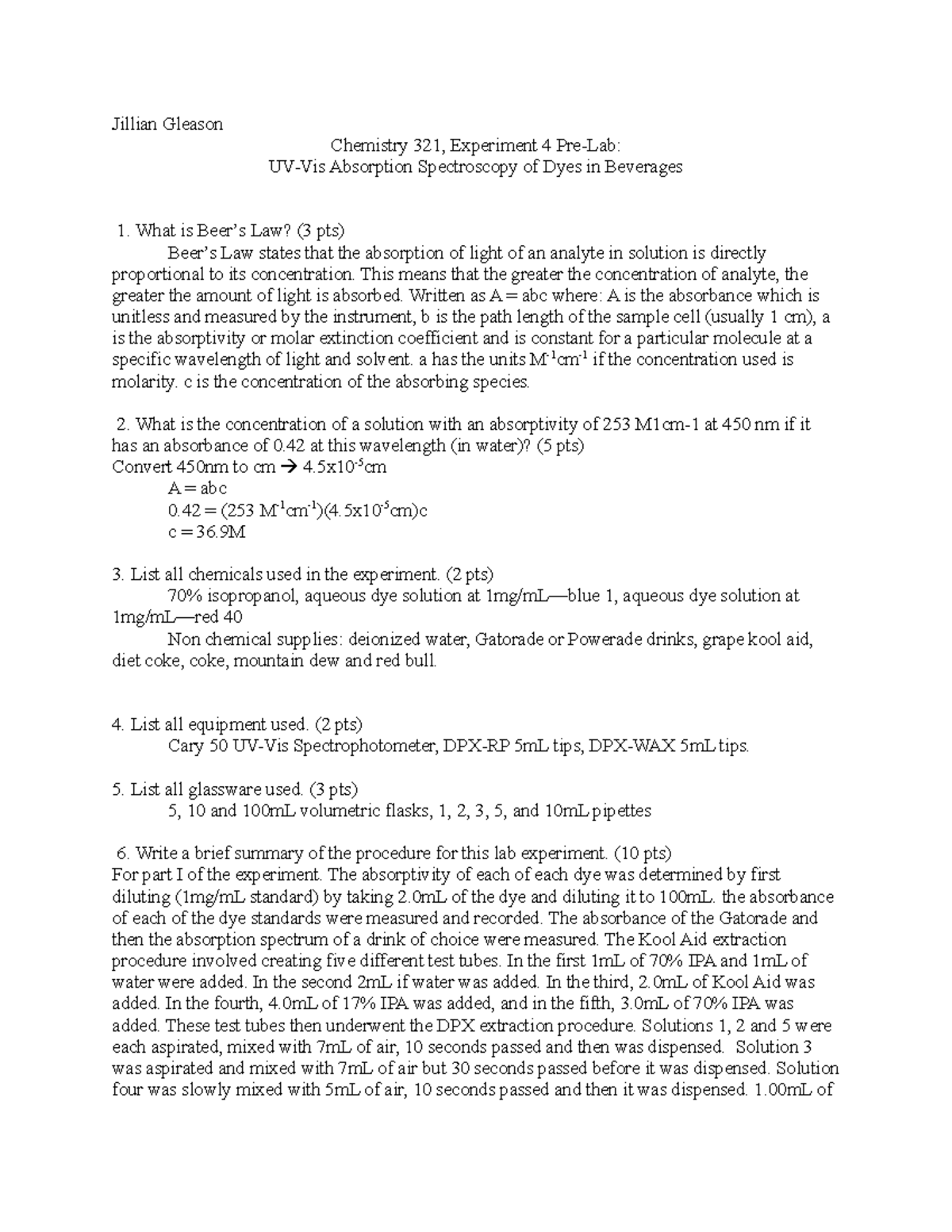 Pre lab 4 - Pre lab report for the fourth experiment - Jillian Gleason ...