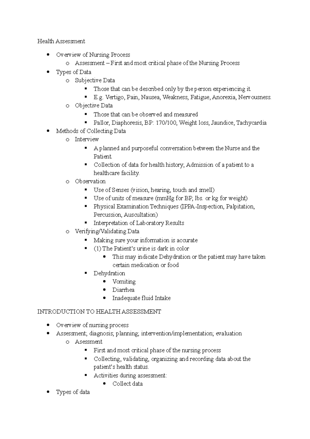 Health Assessment Edit final - Nursing - BSU - Studocu