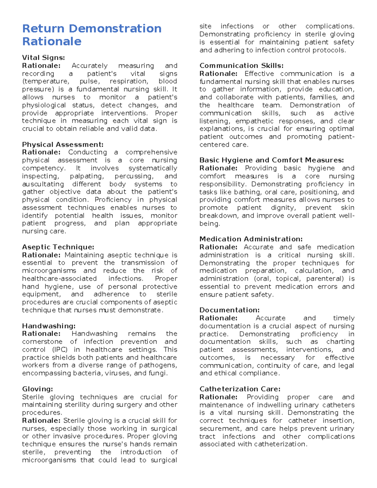 Return Demonstration Rationale - Return Demonstration Rationale Vital ...