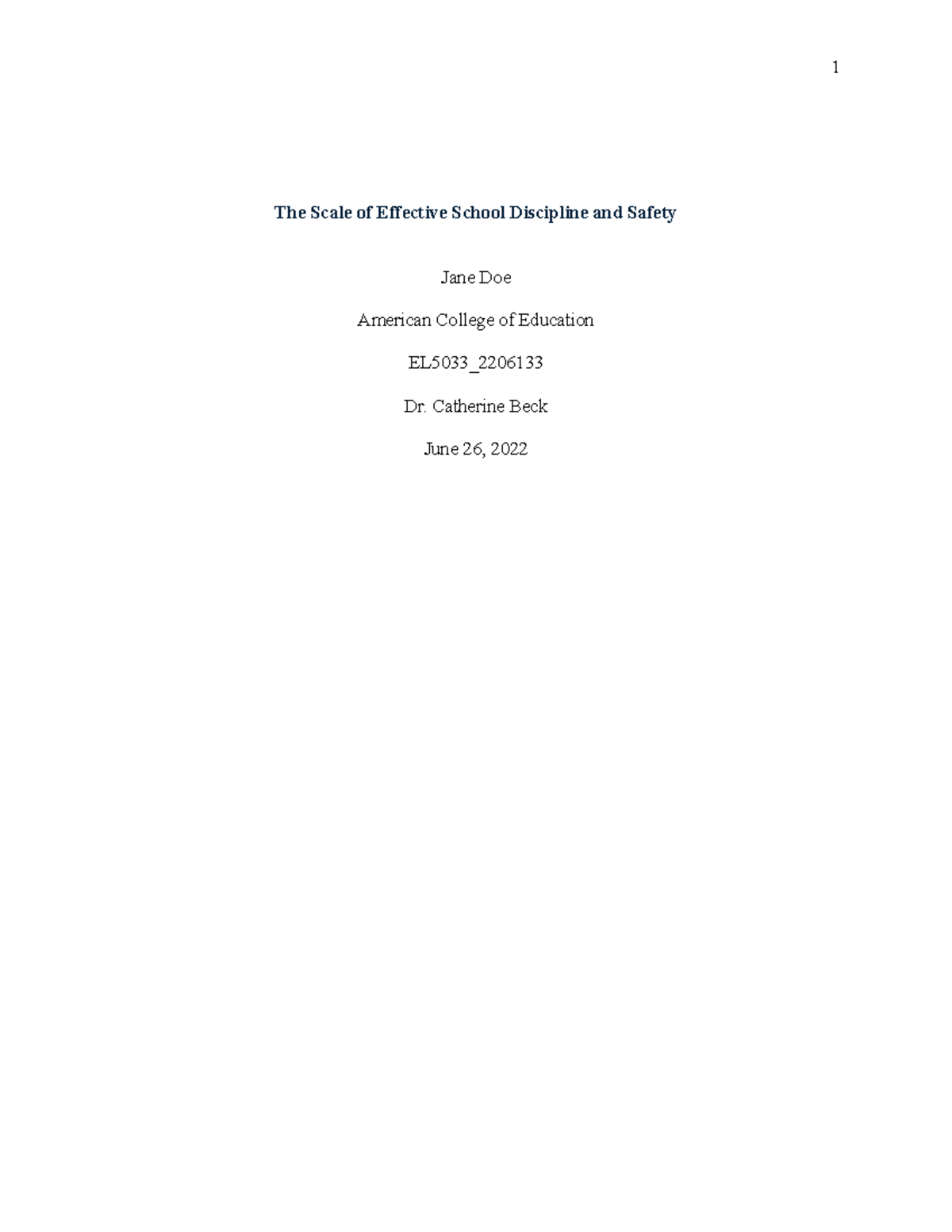 Jane Doe Module 2 Paper - Copy - The Scale of Effective School ...