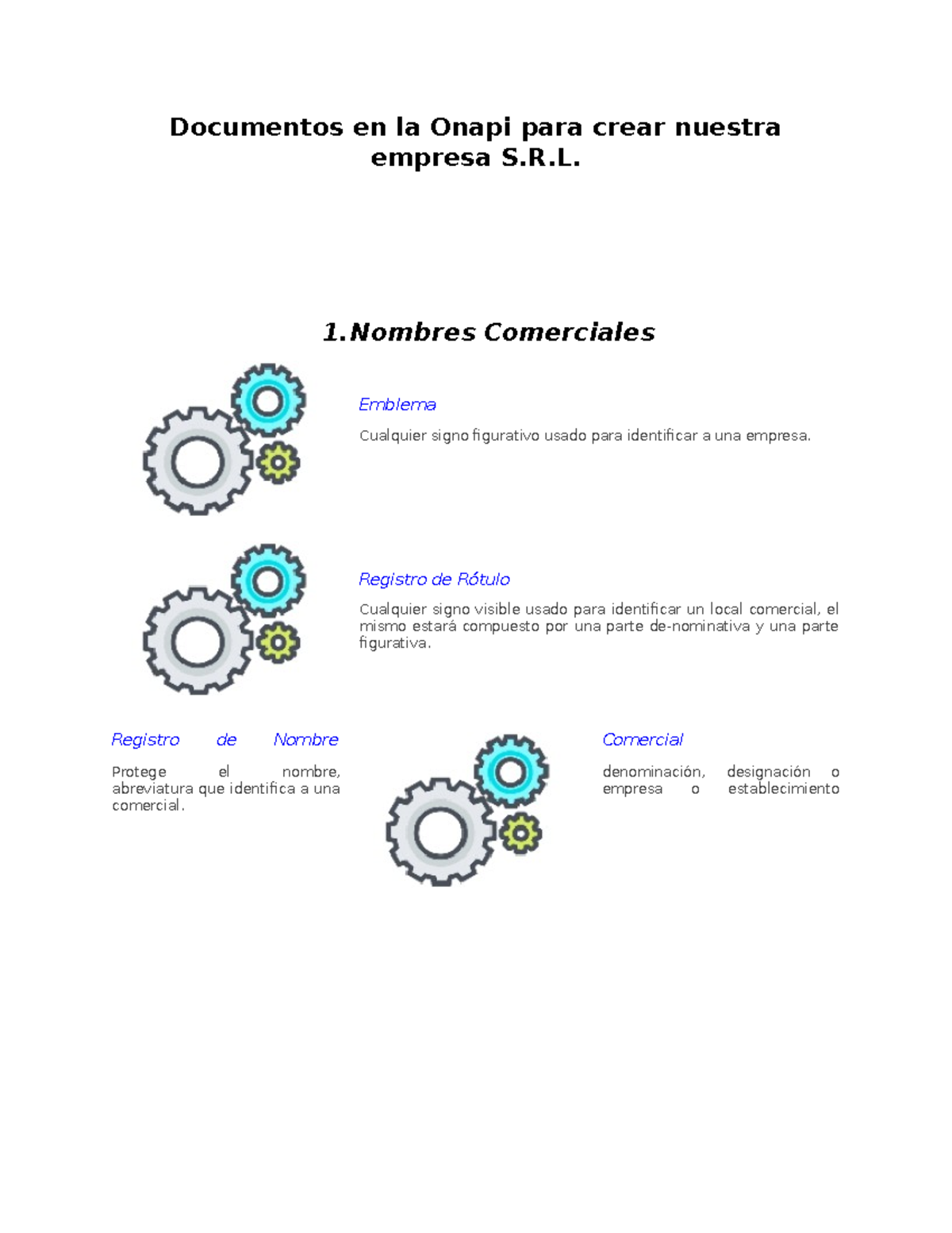 Documentos en la Onapi para crear nuestra empresa S - R. 1 Comerciales ...