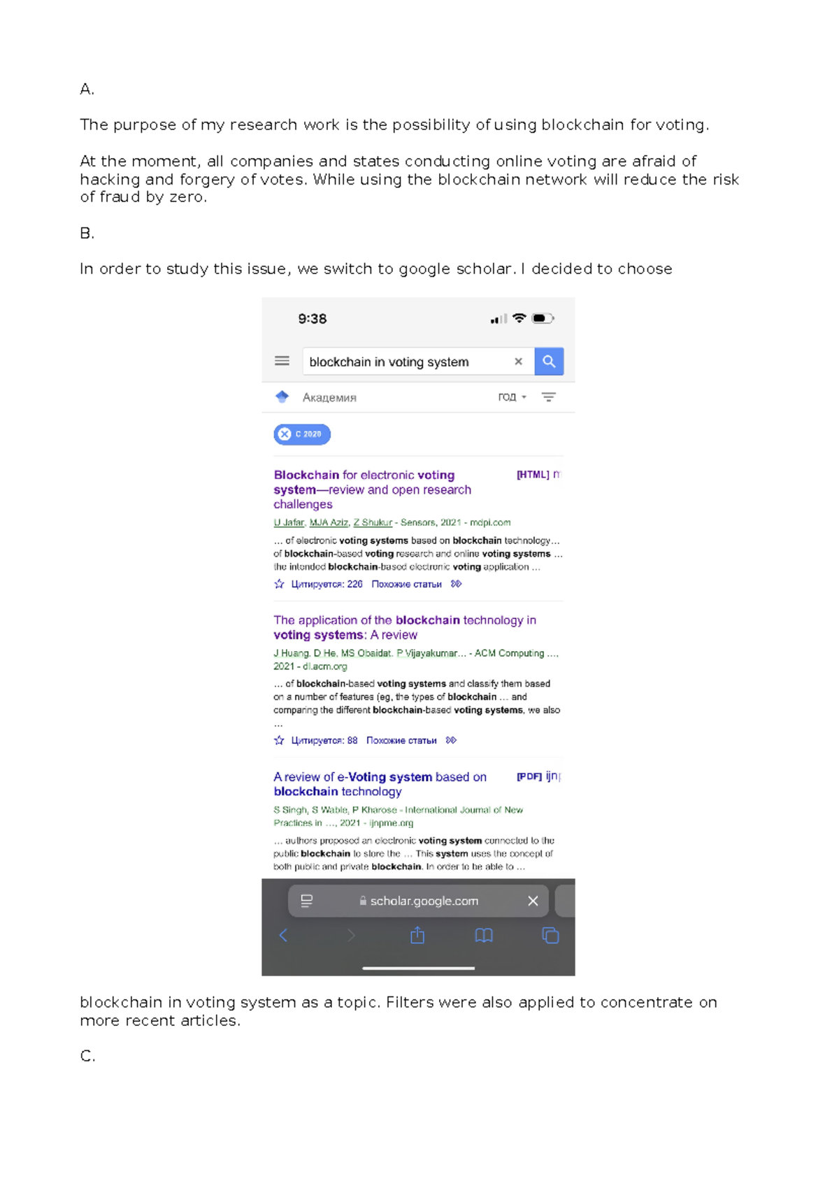 Practical work 3 - A. The purpose of my research work is the ...