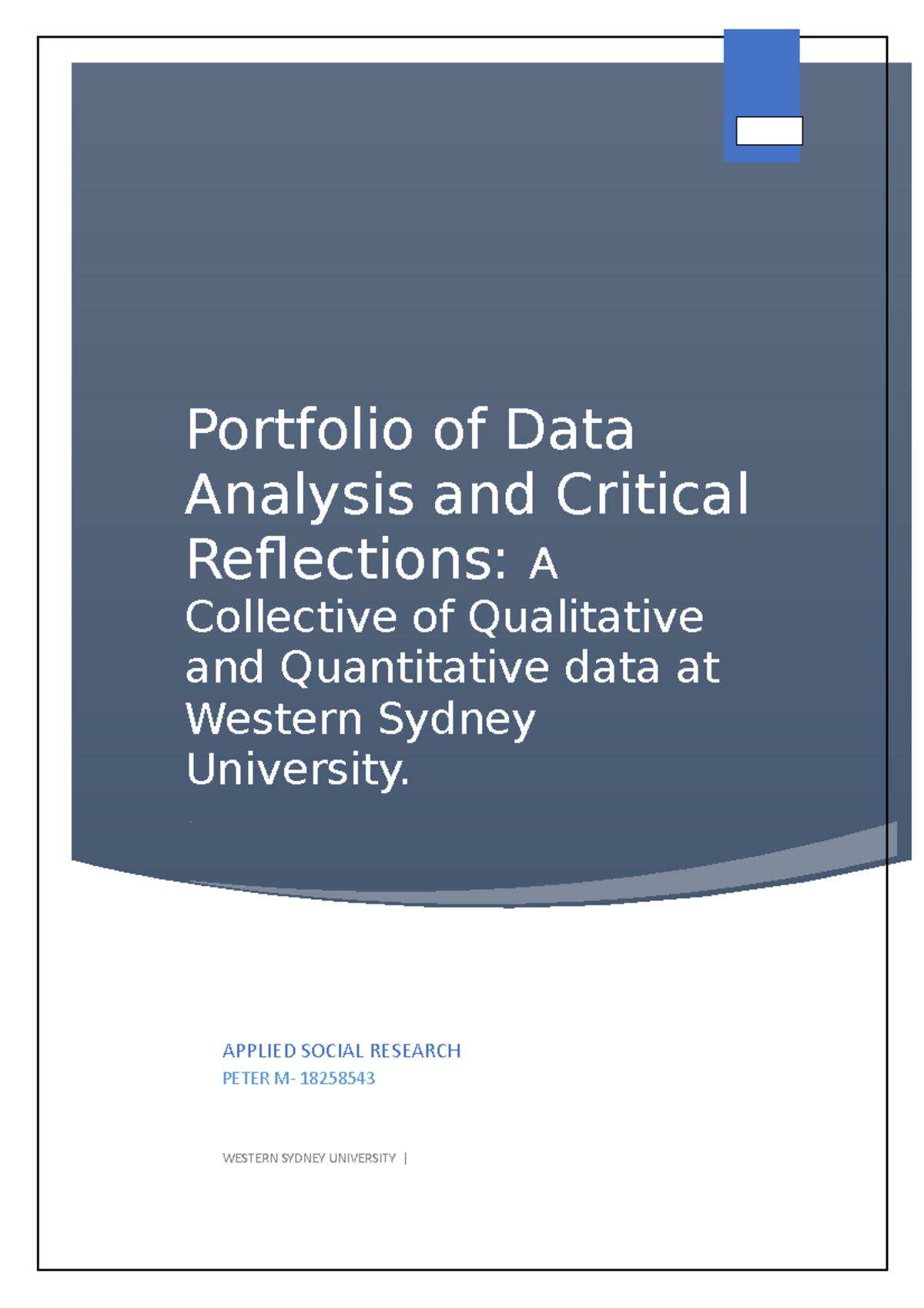 Portfolio Of Data Analysis and Critical Reflections - 101552 - UWS ...