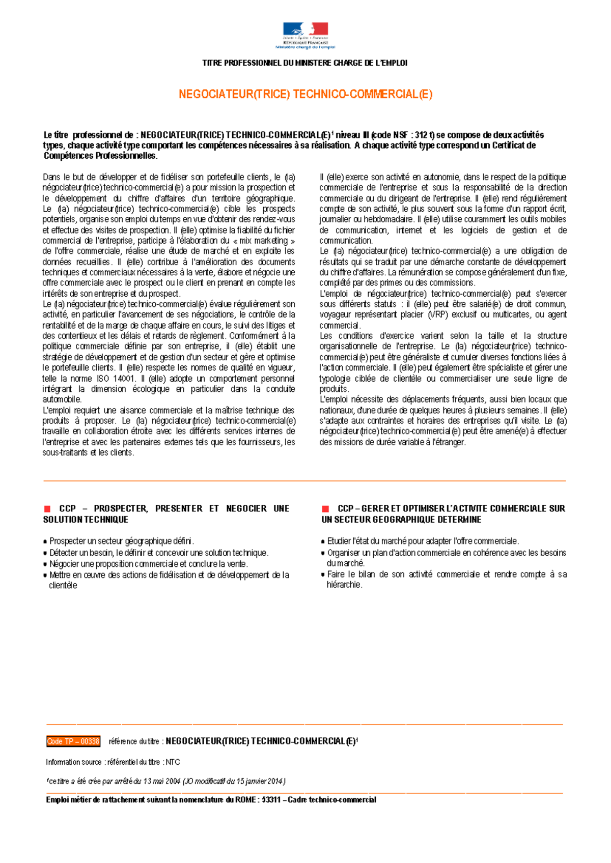Fiche de communication NTC 2014 - TITRE PROFESSIONNEL DU MINISTERE ...