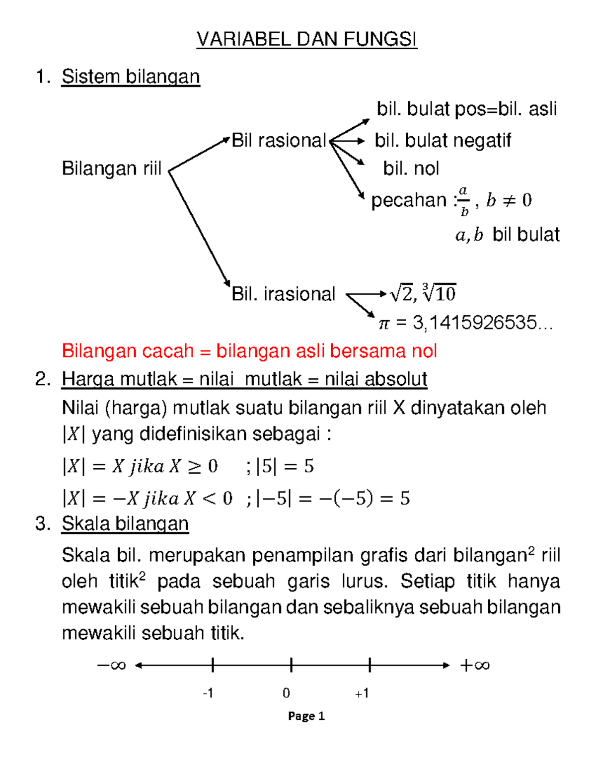 Kalkulus I 2021 pertemuan pertama - VARIABEL DAN FUNGSI Sistem bilangan ...