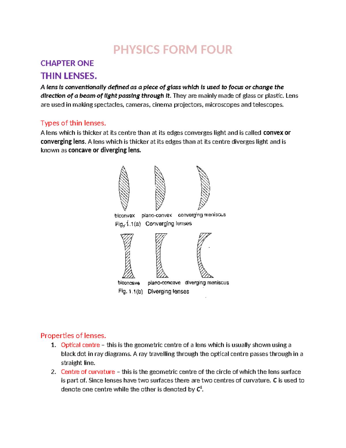 Physics FORM FOUR - form 4 notes - PHYSICS FORM FOUR CHAPTER ONE THIN ...