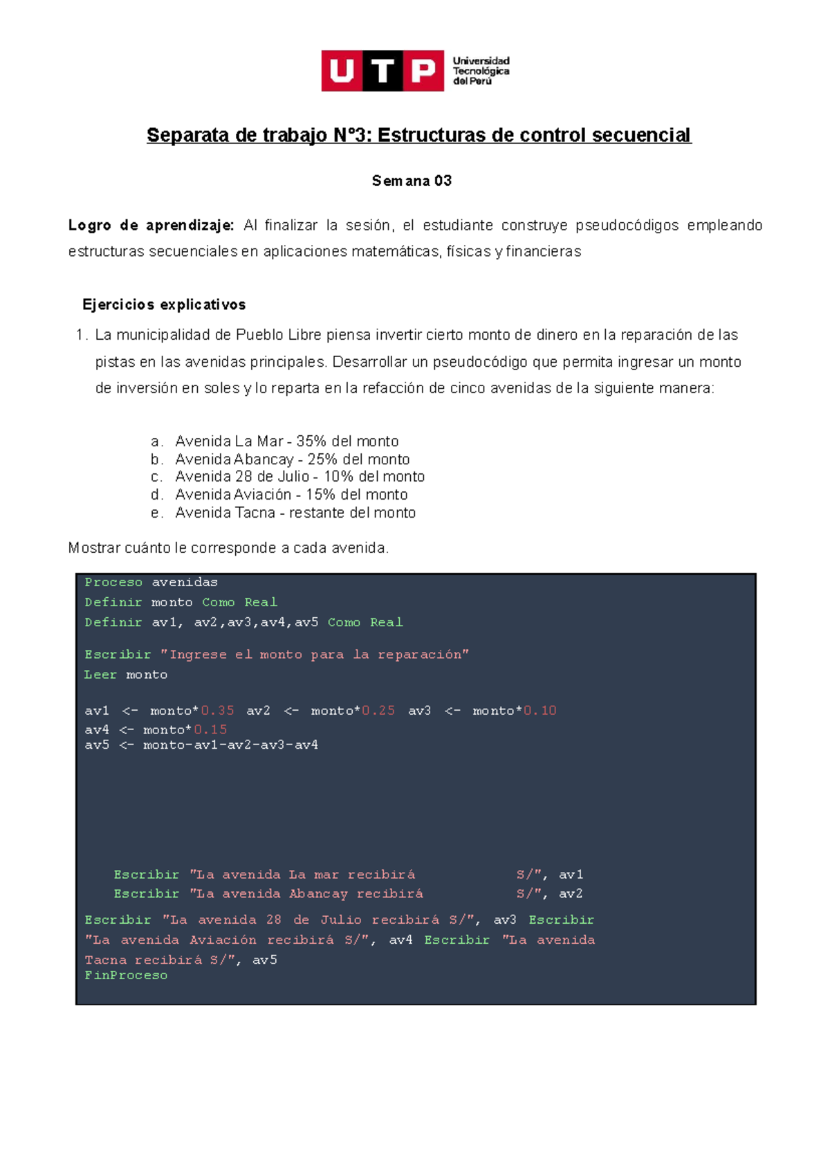 S03.s1 - Estructuras de control - Separata de trabajo N°3: Estructuras ...