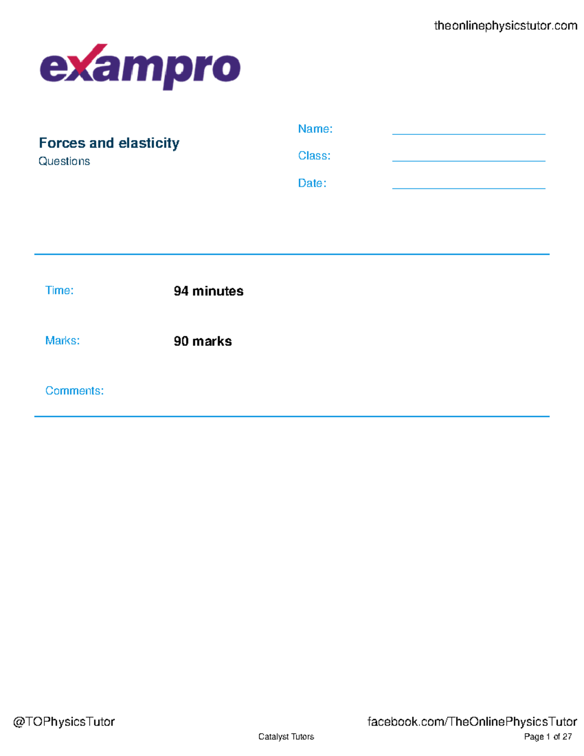 GCSE AQA Forces and elasticity QP - Forces and elasticity Questions ...