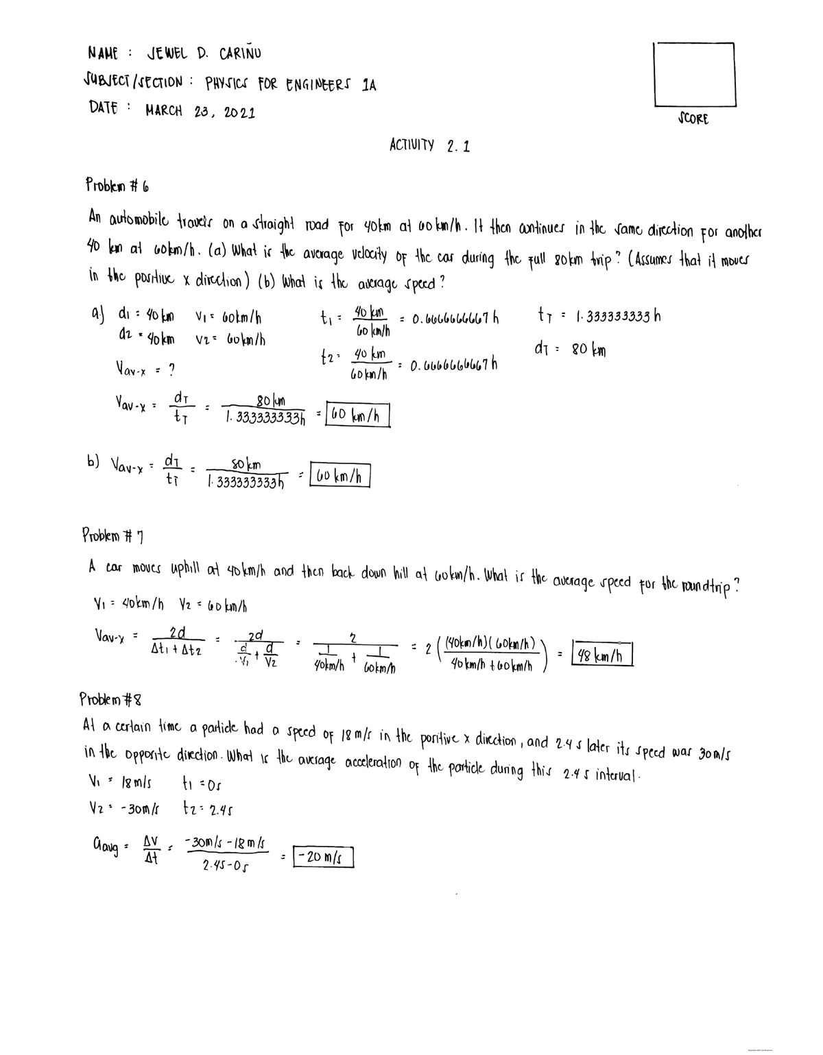 PHY1ME1A Activity 2 - College Physics 1 - PangSU - Studocu