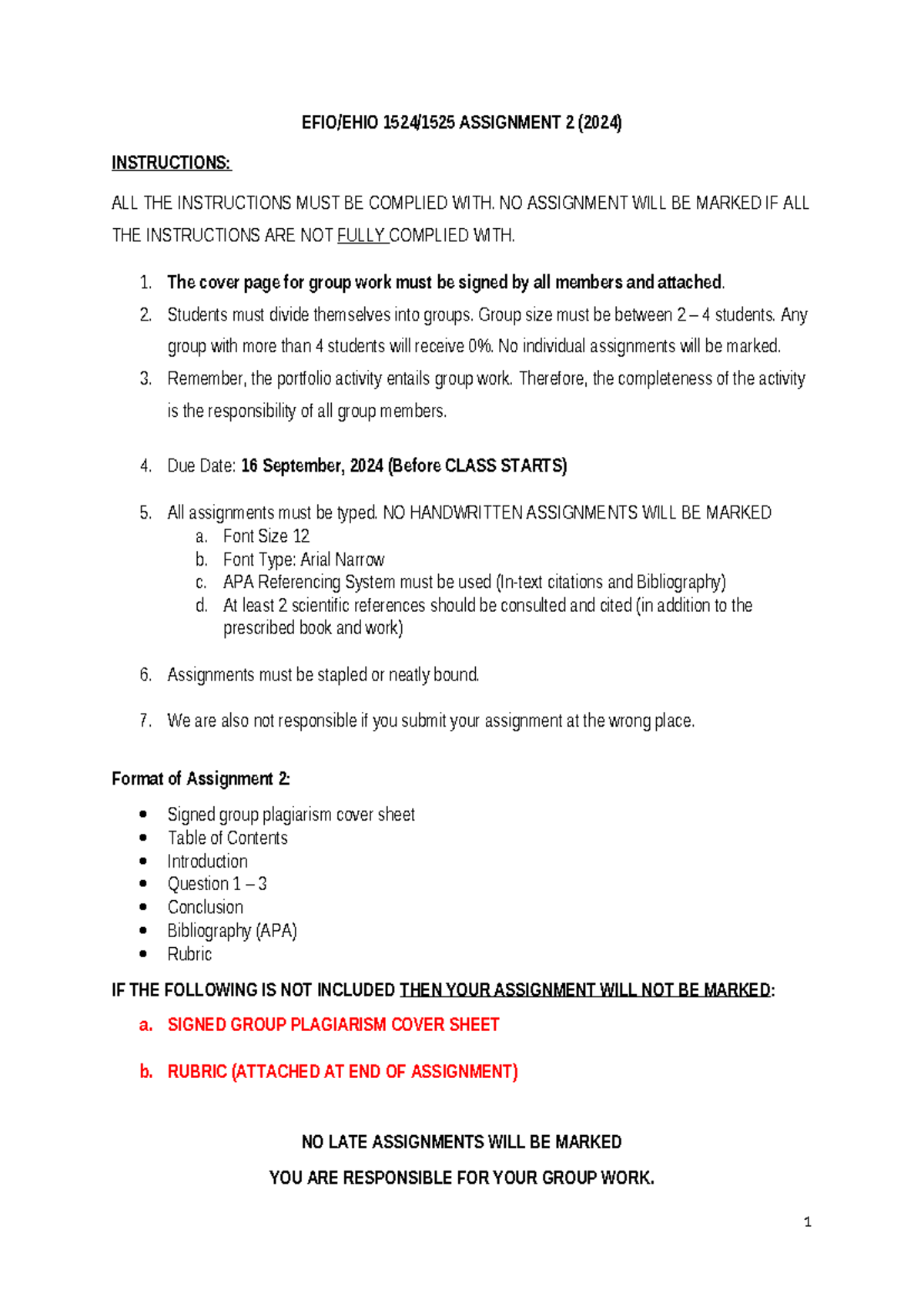 Assignment 2 2024 - EFIO/EHIO 1524/1525 ASSIGNMENT 2 (2024 ...