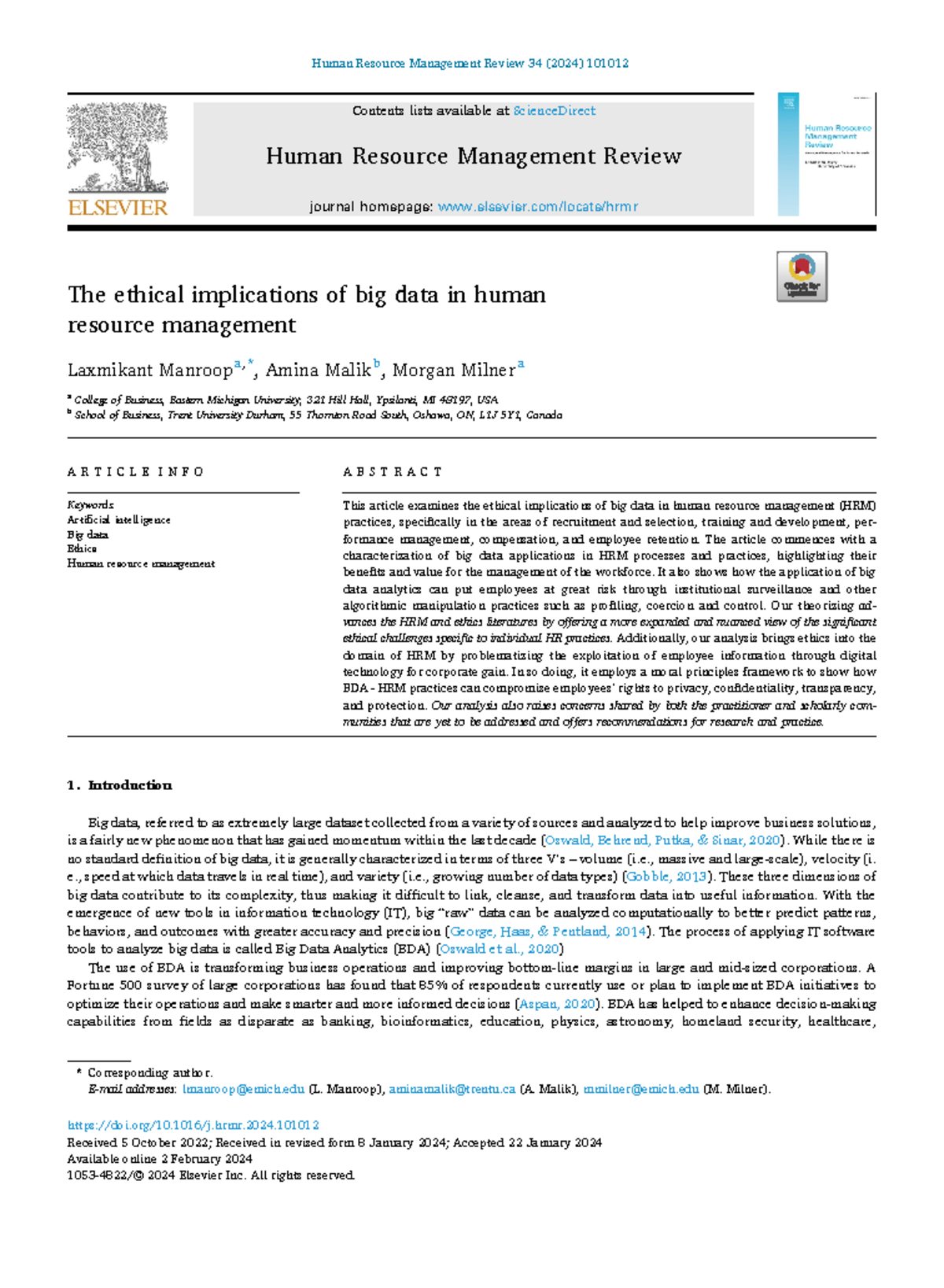 The ethical implications of big data in HRM-1 - Human Resource ...