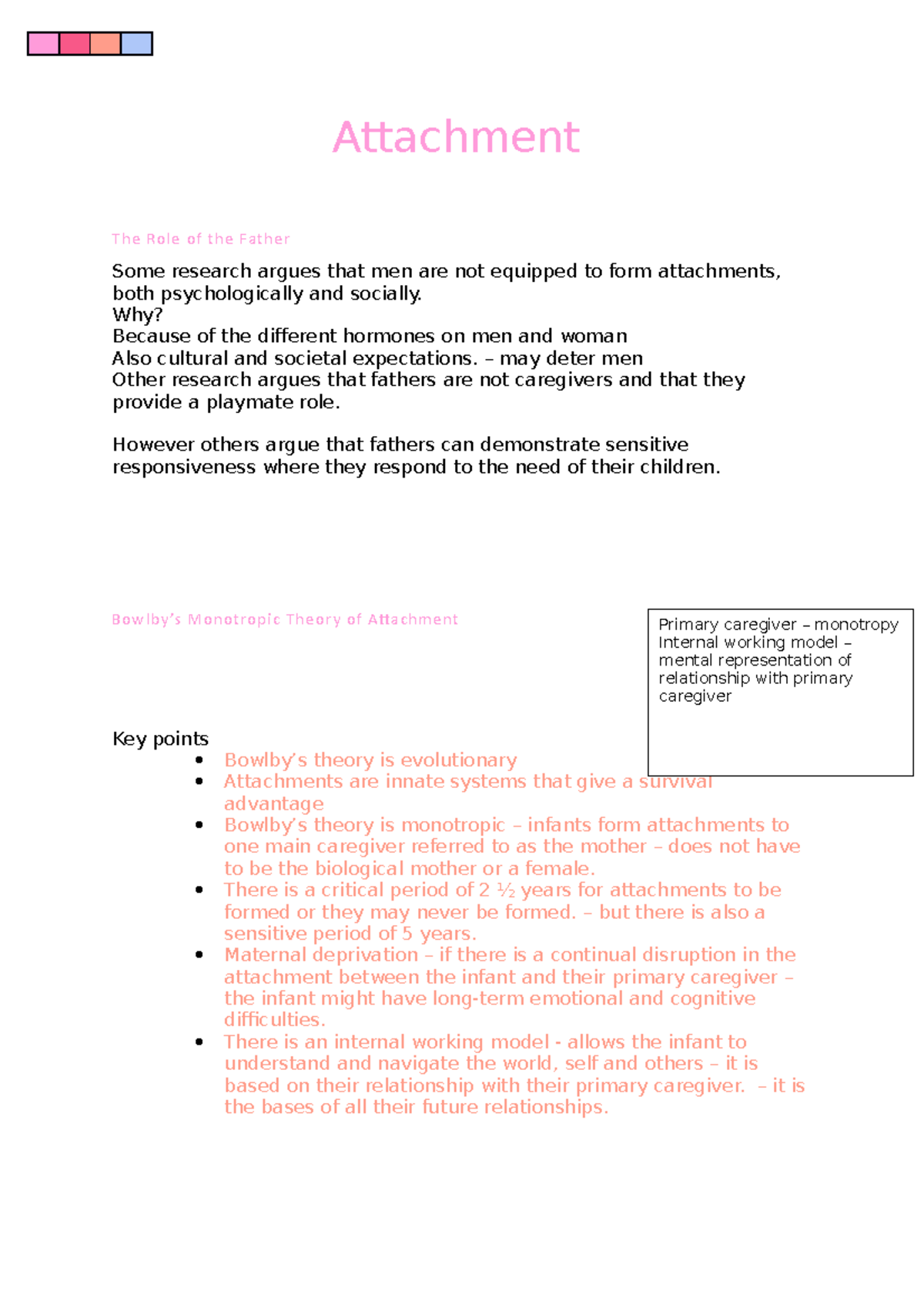 Attachment in psychology a short description on my notes - Attachment ...