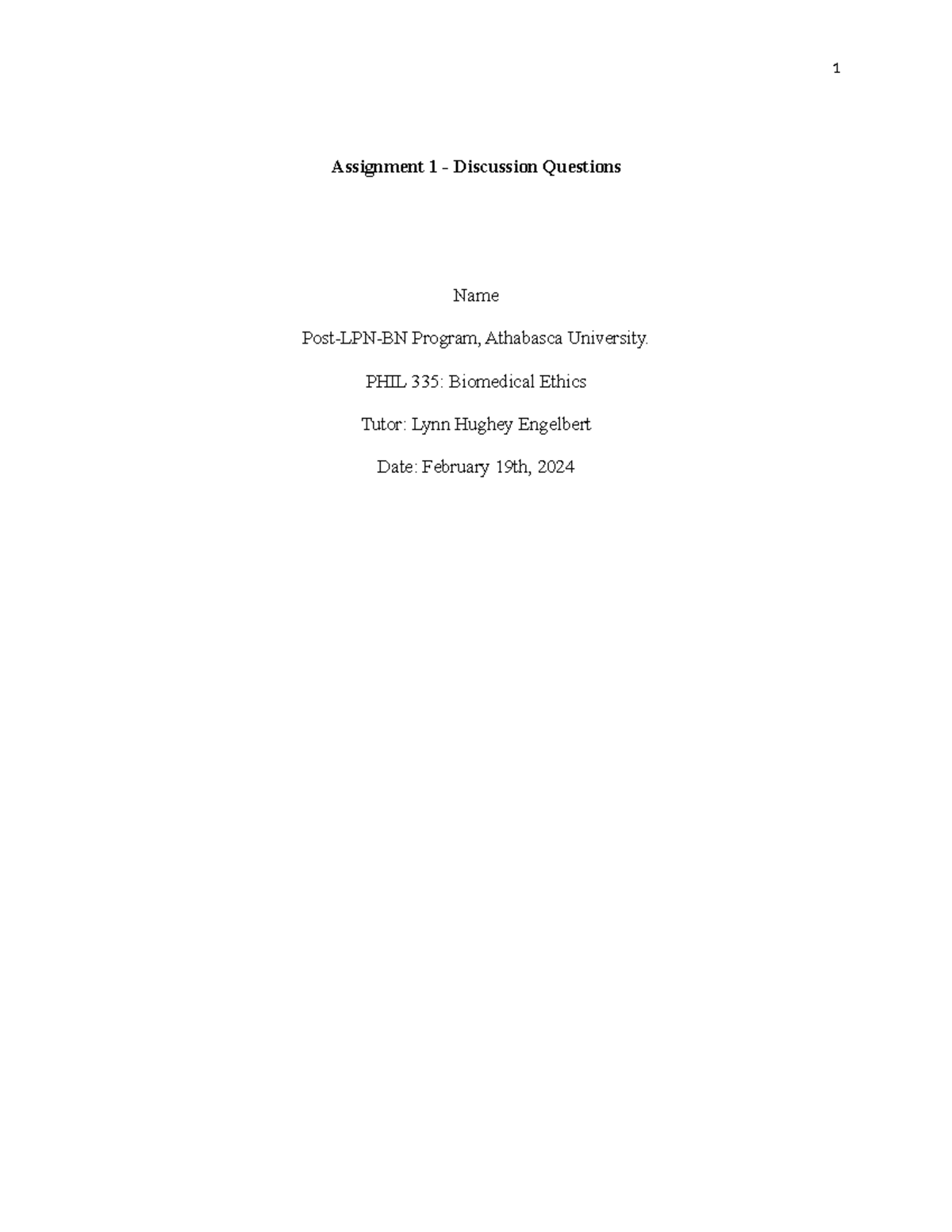 PHIL Assignment 2 (Marked 84%) - Assignment 1 - Discussion Questions ...