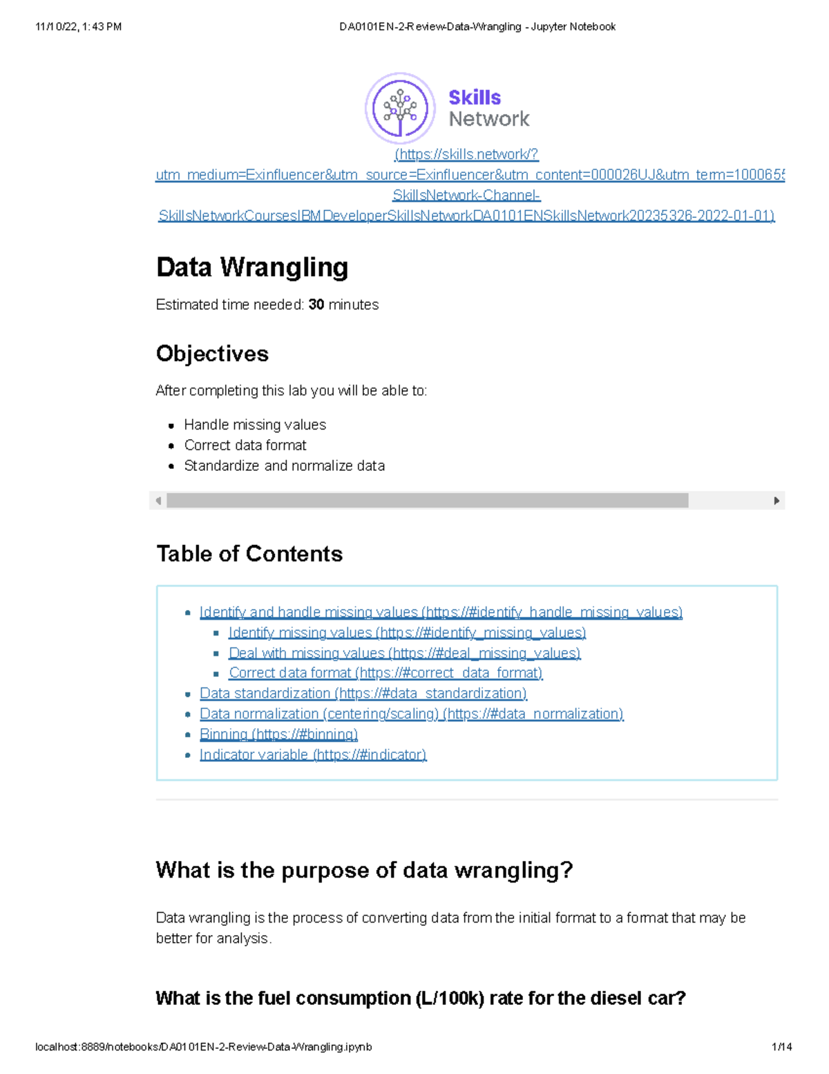 DA0101EN-2-Review-Data-Wrangling - Jupyter Notebook - (skills/? - Studocu