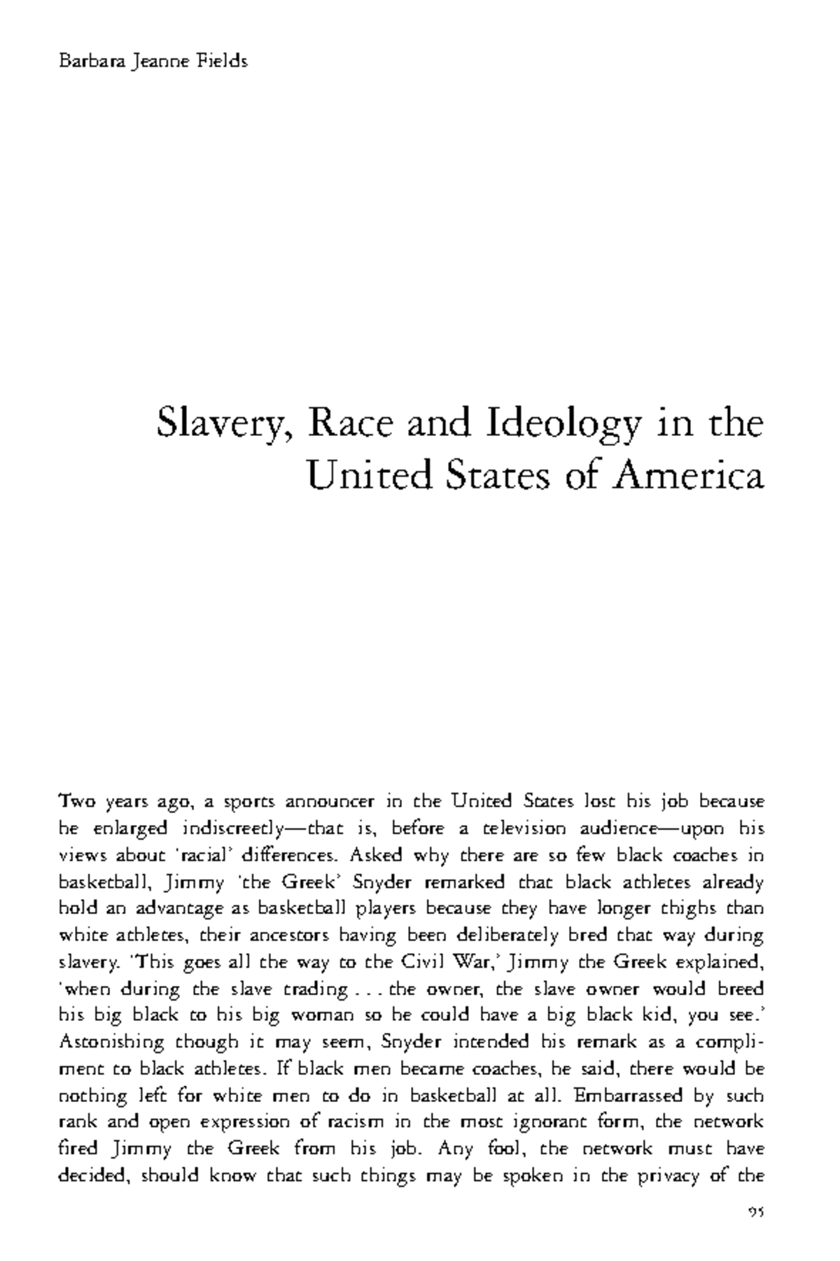 Reading 1.2 Barbara Fields - Barbara Jeanne Fields Two years ago, a ...