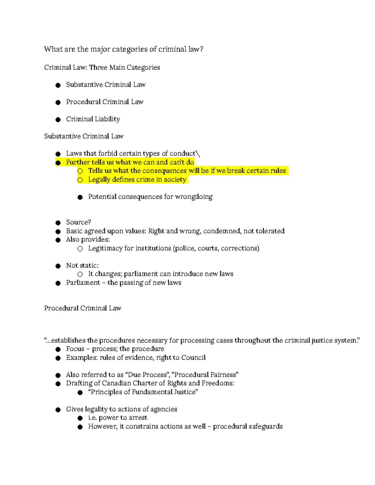 Criminal justice lecture 2 - What are the major categories of criminal ...