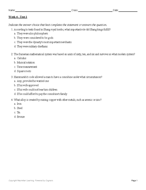 Chapters 5-8 Homeworks - Week 4 - Chapter 5 Homework Indicate the answer choice that best ...